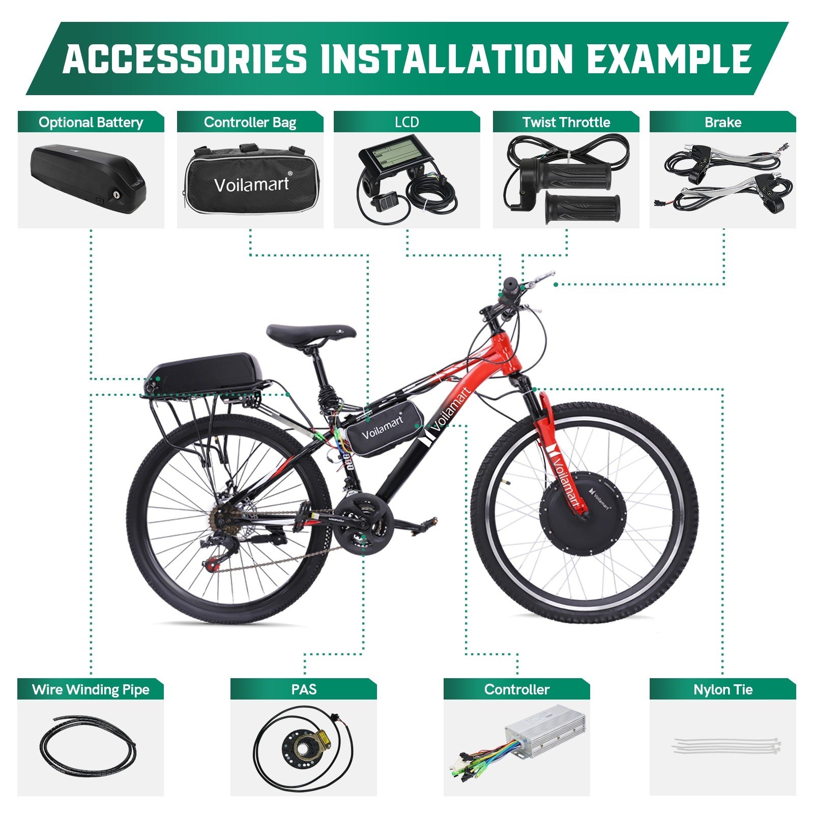 Voilamart 26IN Ebike 48V 1500W Front 100mm Hub Hall Motor Wheel ...