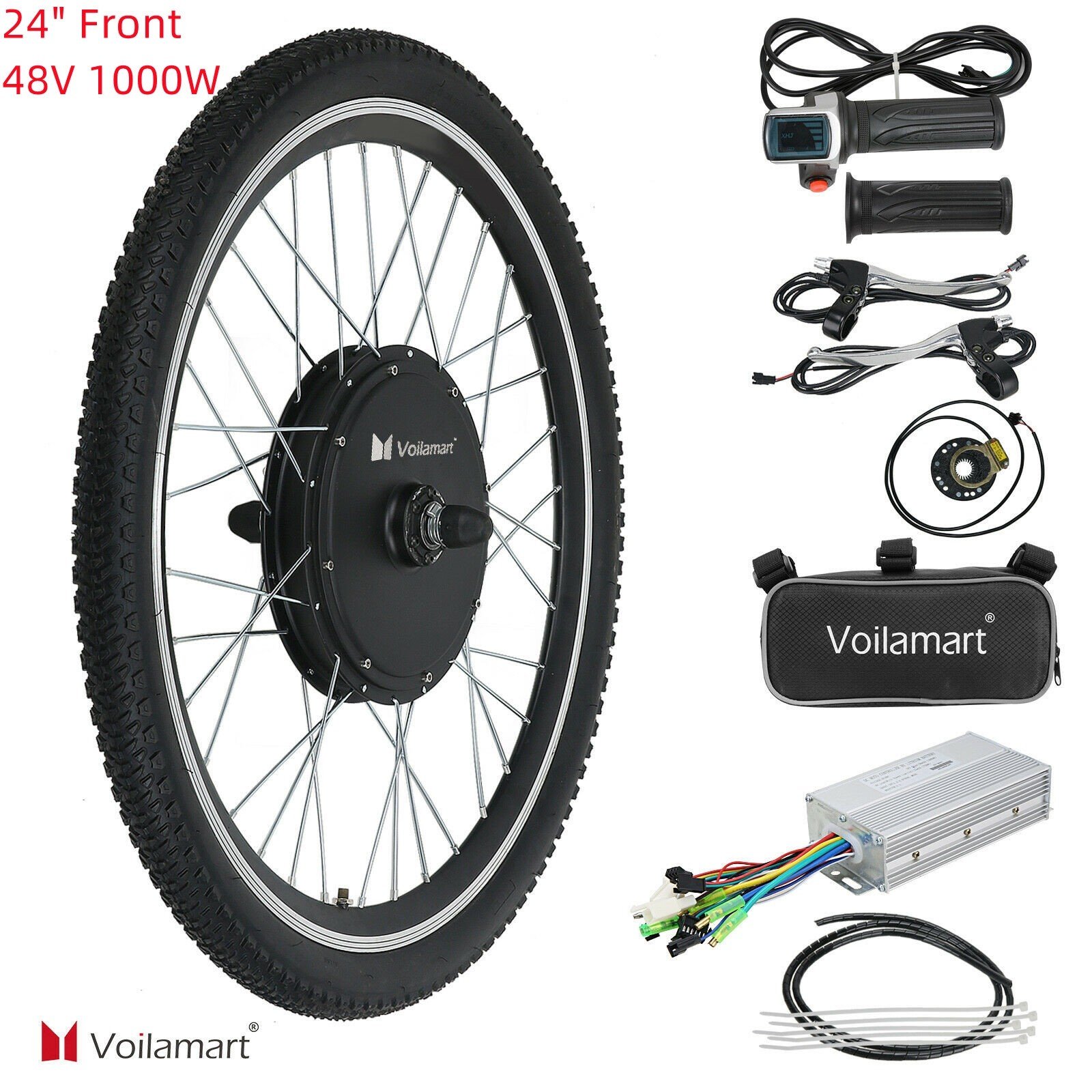 Voilamart 24IN Electric Bicycle 48V 1000W Front 100MM Hub Motor Wheel ...