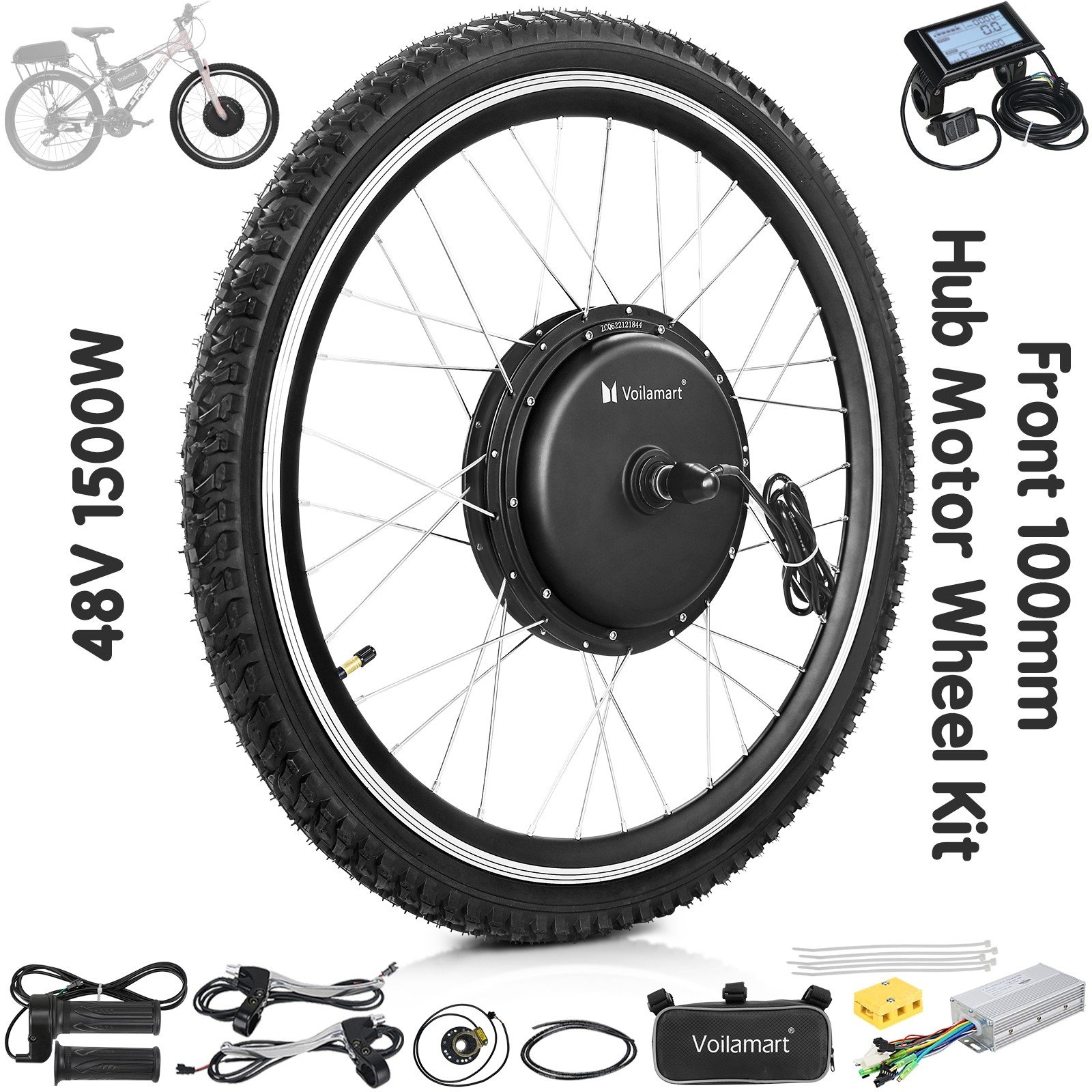 Voilamart 26IN Ebike 48V 1500W Front 100mm Hub Hall Motor Wheel ...